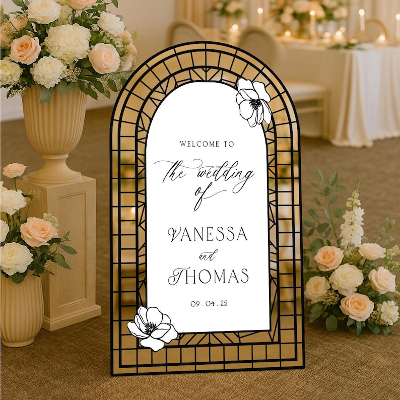 Wedding Sign, Stained Glass Wedding Welcome Sign, Printed Acrylic ...