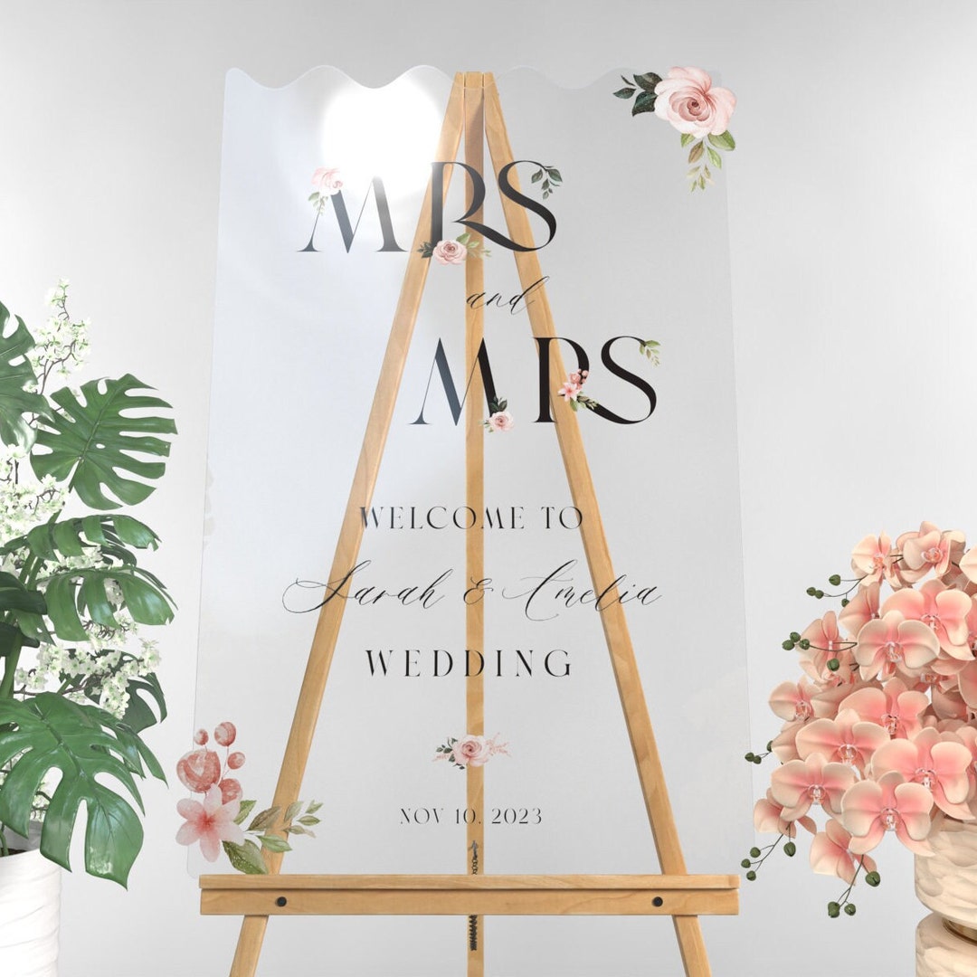 Lesbian Wedding Sign Mrs and Mrs Marriage Welcome Sign - Etsy