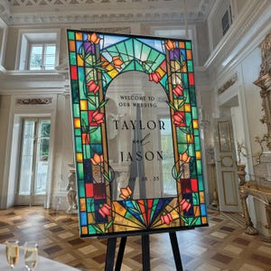 Stained Glass Wedding Sign, Rainbow Suncatcher Stained Glass Wedding ...