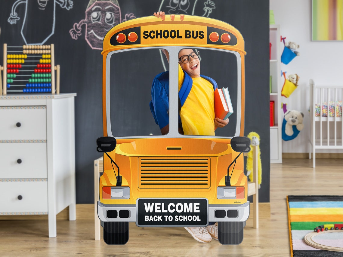 School Bus Photo Booth, School Bus Cutout Prop, School Bus Photo Frame ...
