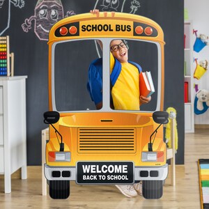 School Bus Photo Booth, School Bus Cutout Prop, School Bus Photo Frame ...