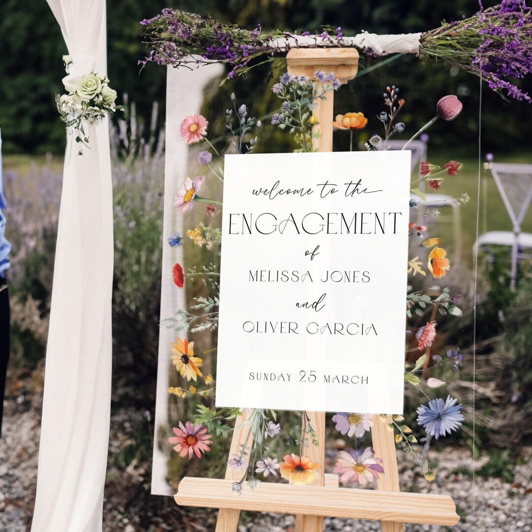 Wildflowers Engagement Sign, Floral Engagement Welcome Sign, Wildflower ...