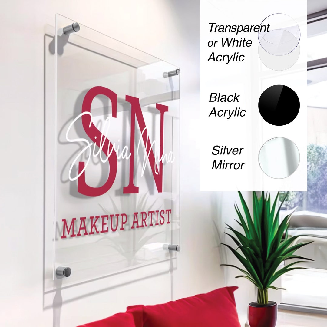 Acrylic Business Sign, Custom Business Logo Sign, Floating Salon Sign ...