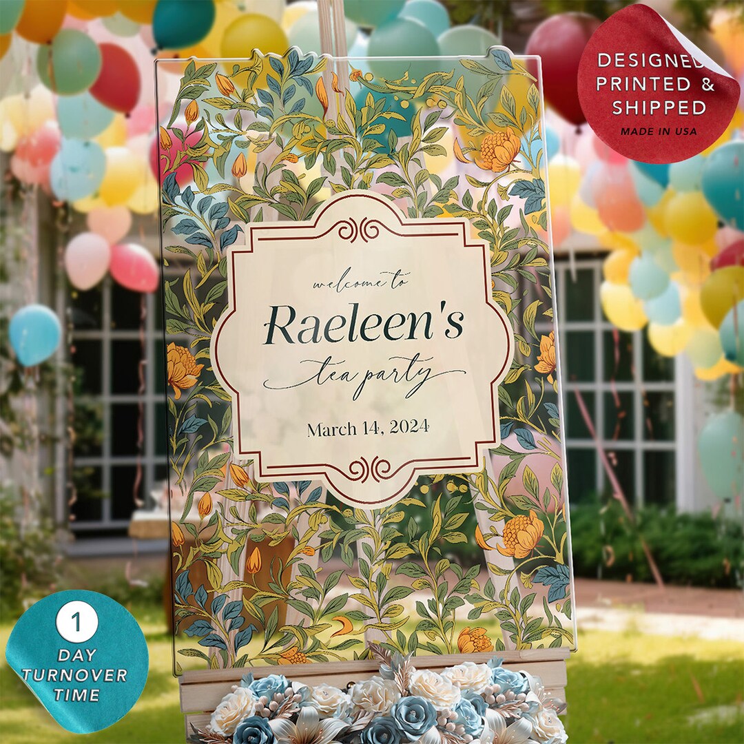 Tea Party Birthday Sign, Tea Party Birthday Welcome Sign, Custom Tea ...