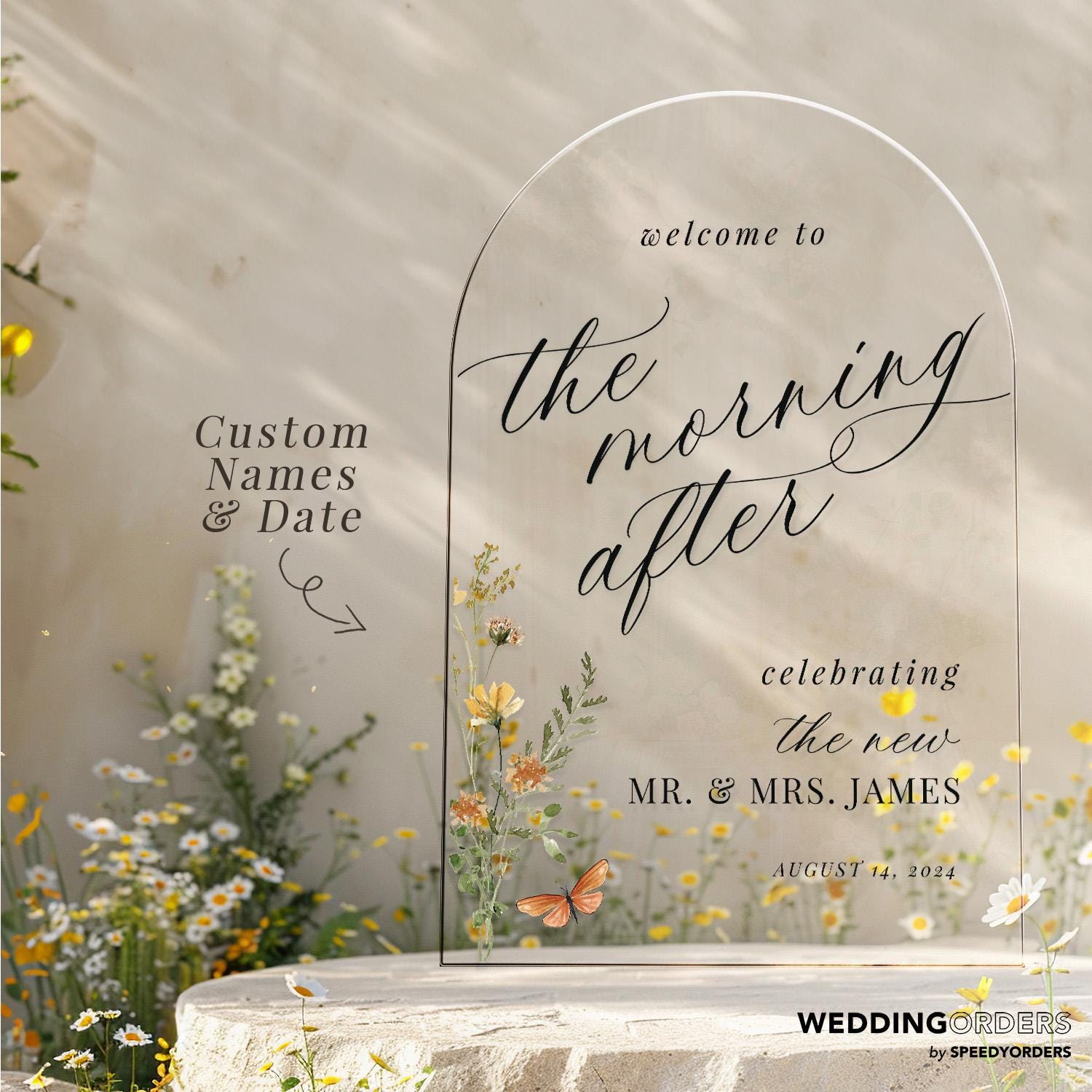 The Morning After Wedding Sign, Wildflowers Wedding Brunch Sign, Modern ...