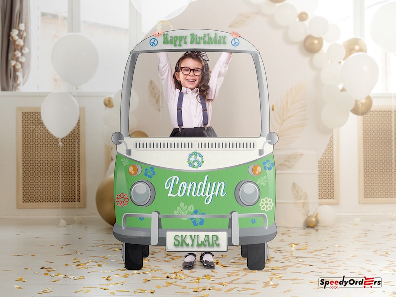 Hippie Bus Photo Booth, Hippie Bus Photo Prop, Hippie Van Cutout ...
