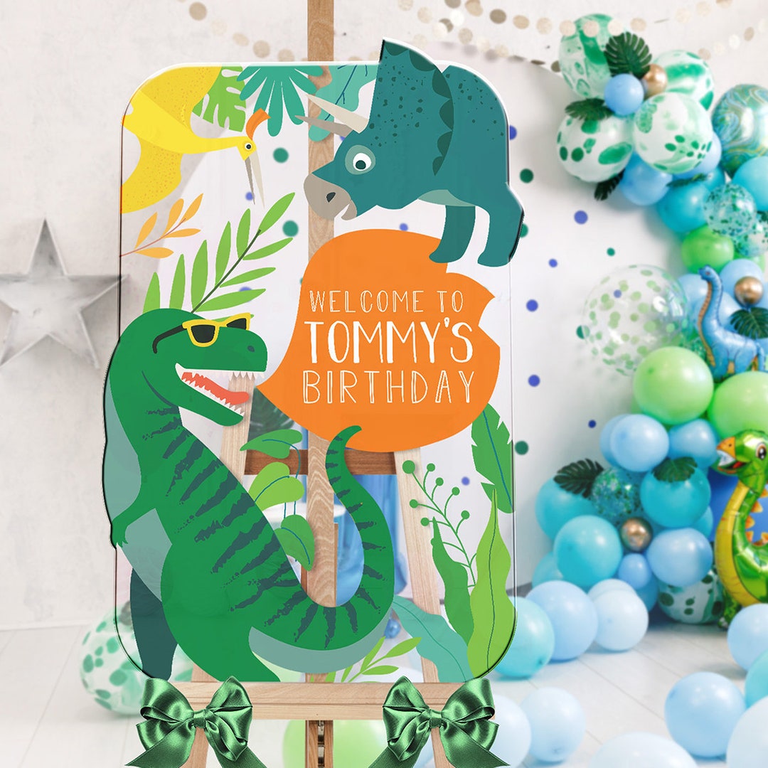 Dinosaur Birthday Welcome Sign, Dinosaur Party Signs, Dinosaur Birthday ...