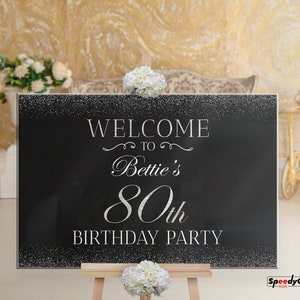 80th Birthday Sign, Personalized Welcome Sign for 80th Birthday Party ...