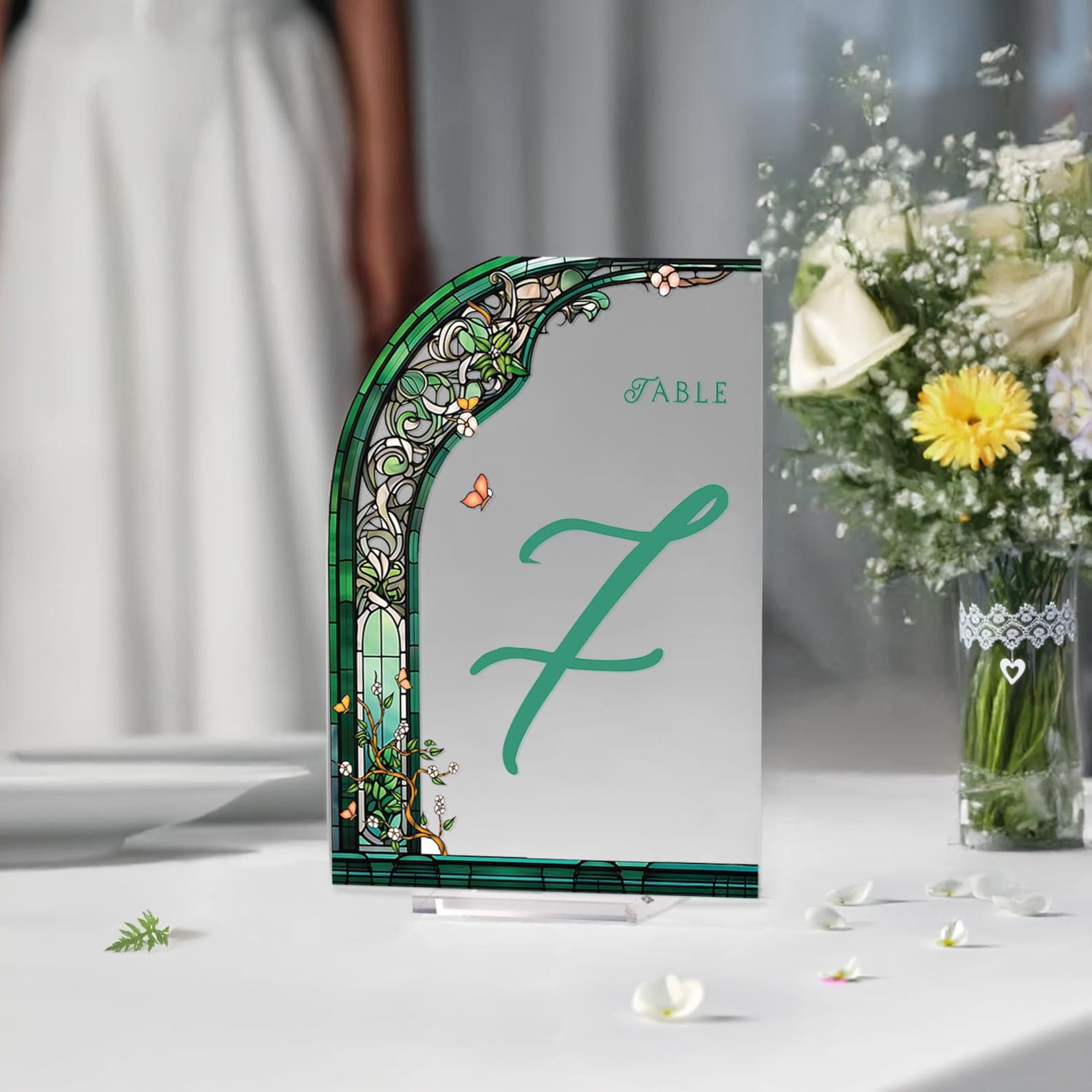 Emerald Green Wedding Table Numbers, Floral Wedding Table Signs ...