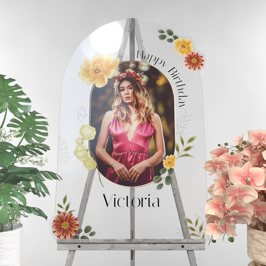 Girls Birthday Sign With Photo, Girls Birthday Sign, Custom Girls ...