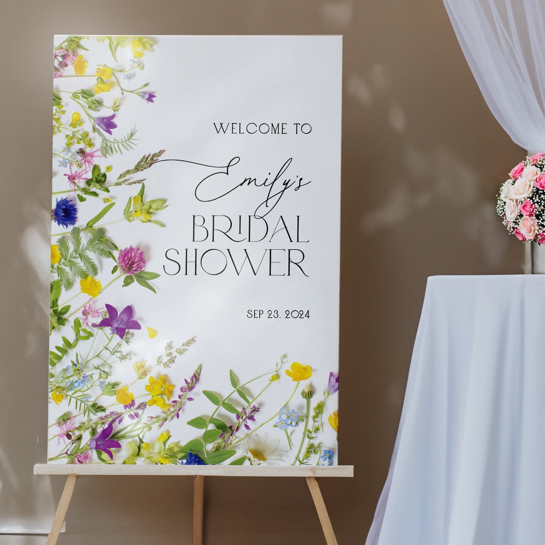Bridal Shower Welcome Sign, Wildflower Bridal Shower Sign, Wildflowers ...