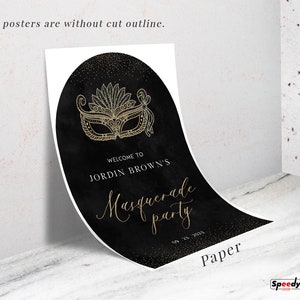 Masquerade Sign, Masquerade Party Welcome Sign, Custom Black & Gold ...