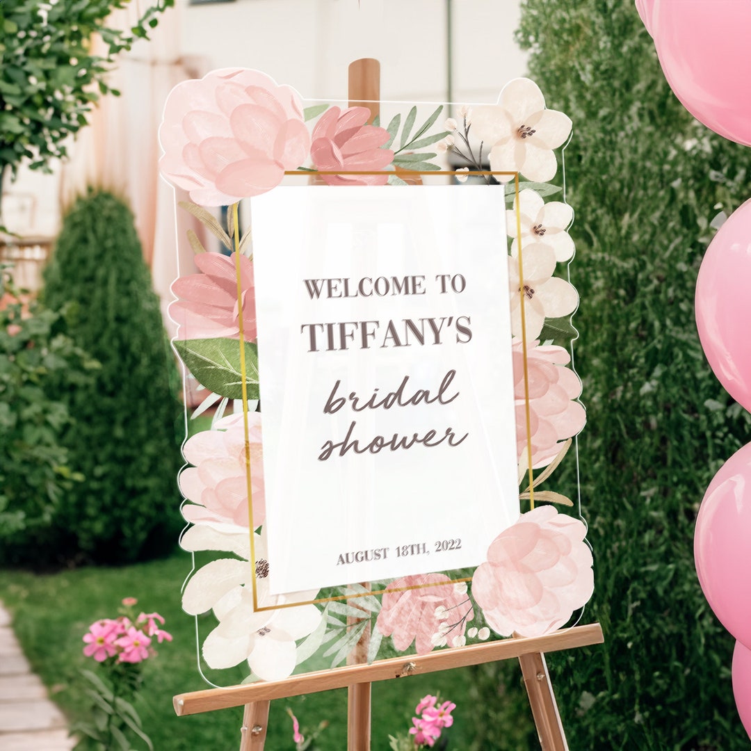 Bridal Shower Sign | Personalized Floral Pink Bridal Shower Sign ...