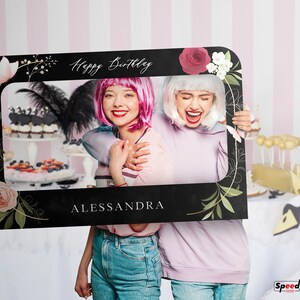 Birthday Photo Booth Frame, Birthday Prop With Flowers, Floral Birthday ...