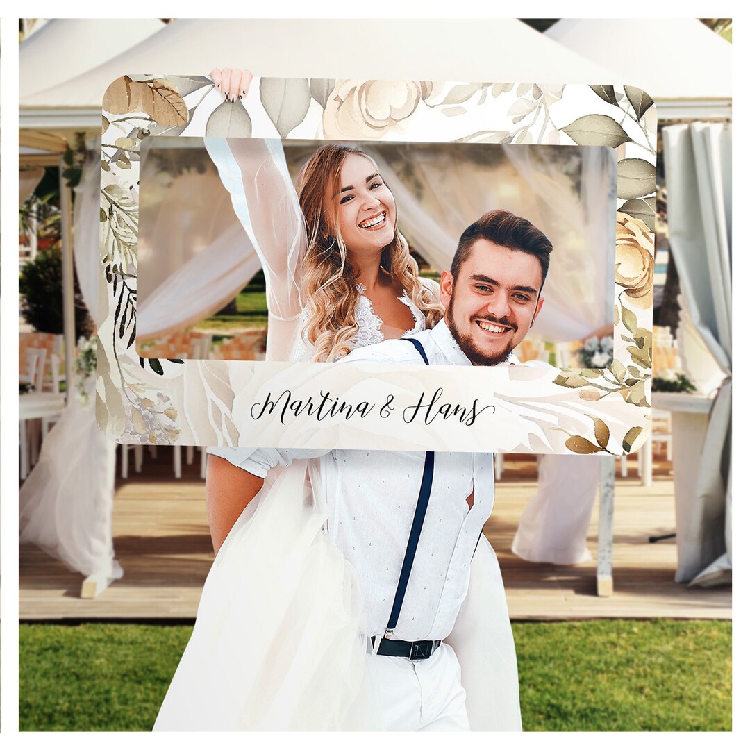 Greenery Wedding Photo Booth Frame, Custom Wedding Photo Booth Prop ...