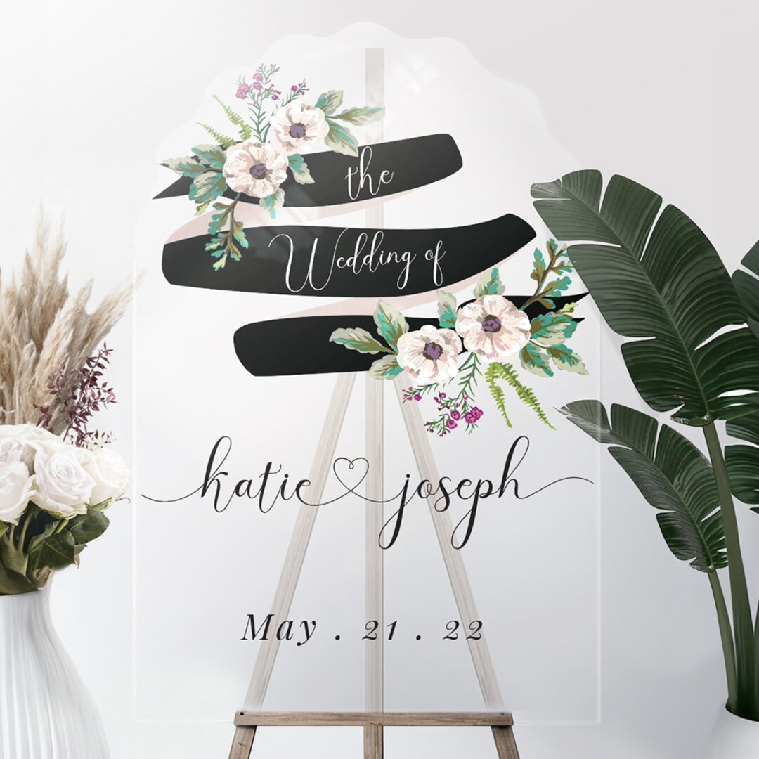 Floral Wedding Sign Custom Wedding Signage Personalized - Etsy
