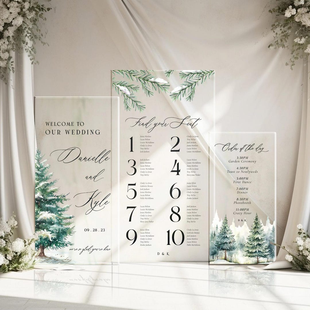 Winter Wedding Sign Bundle, Set of 3 Winter Wedding Signs, Custom ...