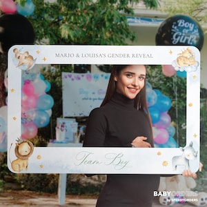Gender Reveal Photo Booth, Team Boy Gender Reveal Photo Prop Frame ...