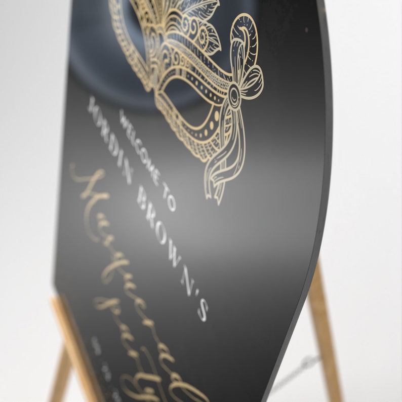 Masquerade Sign, Masquerade Party Welcome Sign, Custom Black & Gold ...