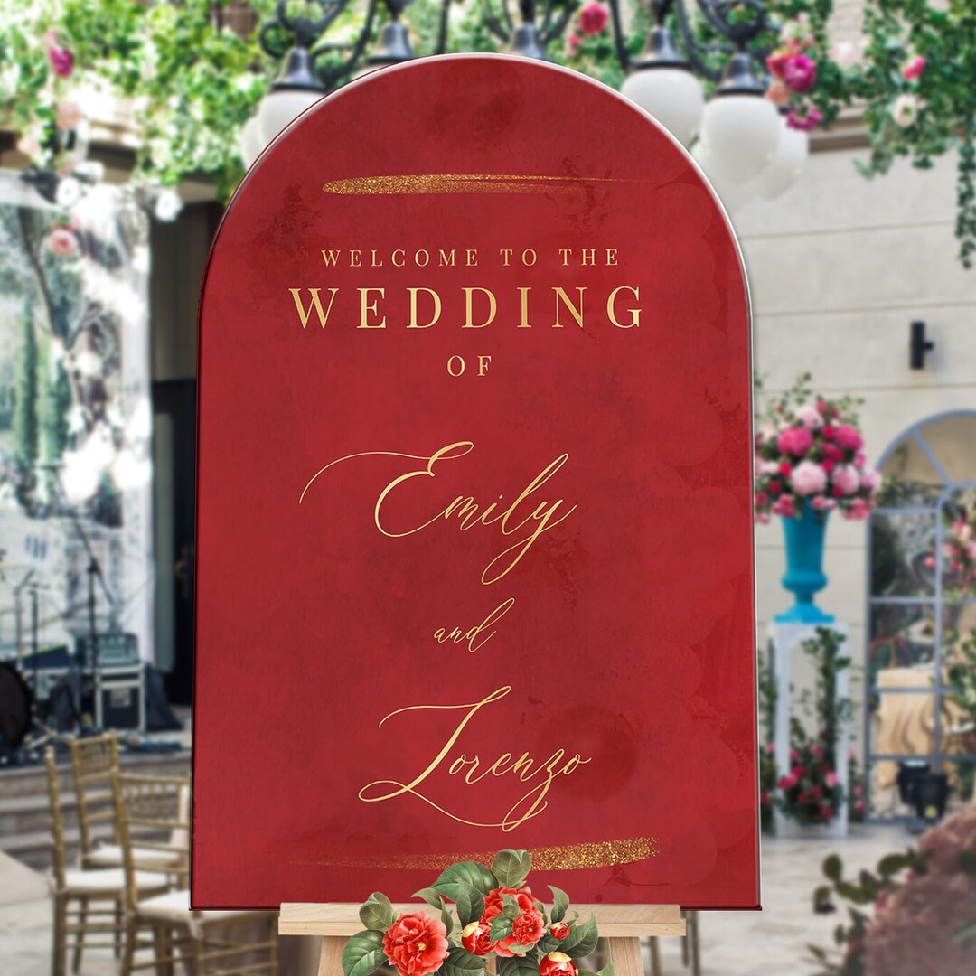 Red Wedding Welcome Sign, Red Wedding Sign, Personalized Wedding Sign ...