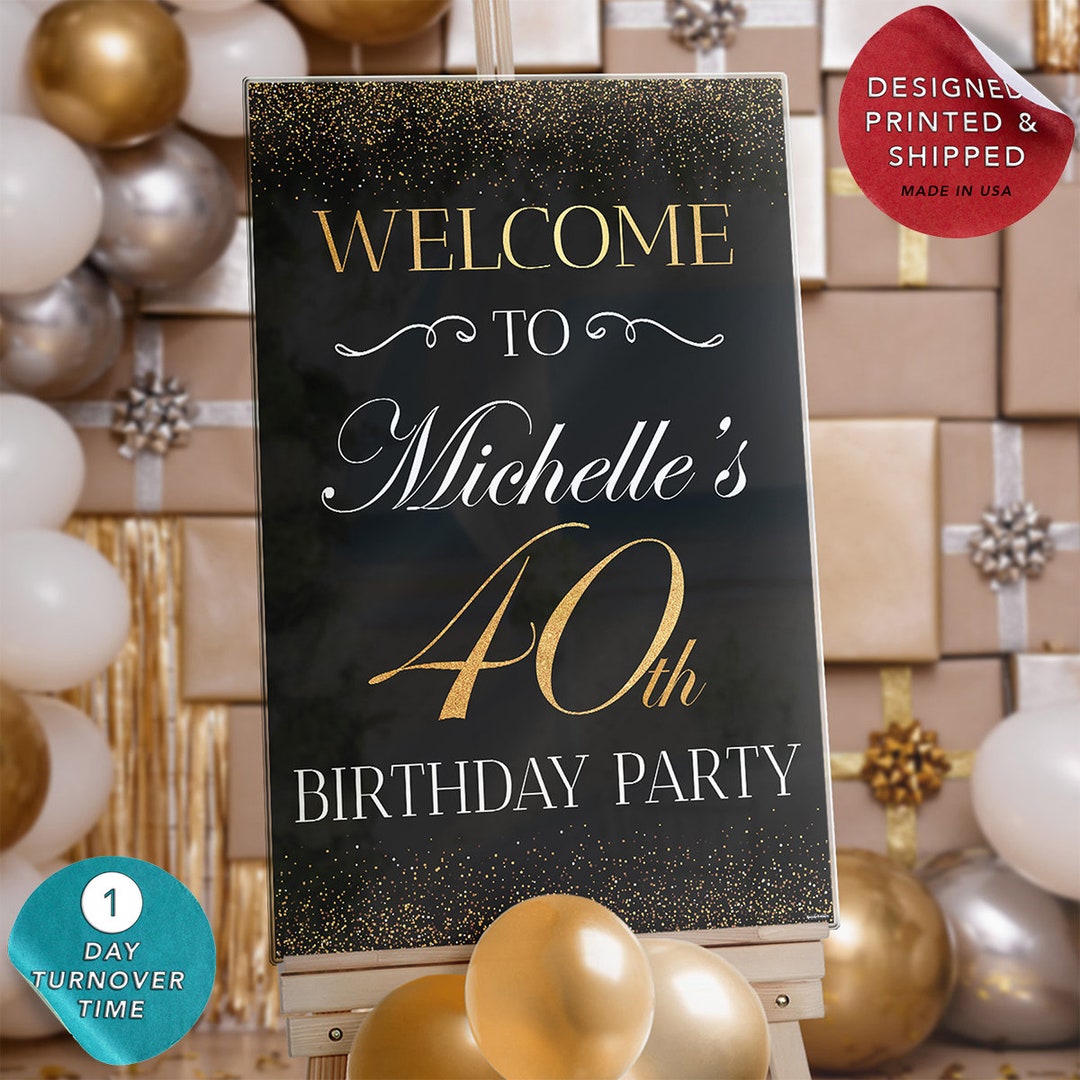 40th Birthday Sign, Custom 40th Birthday Party Welcome Sign ...