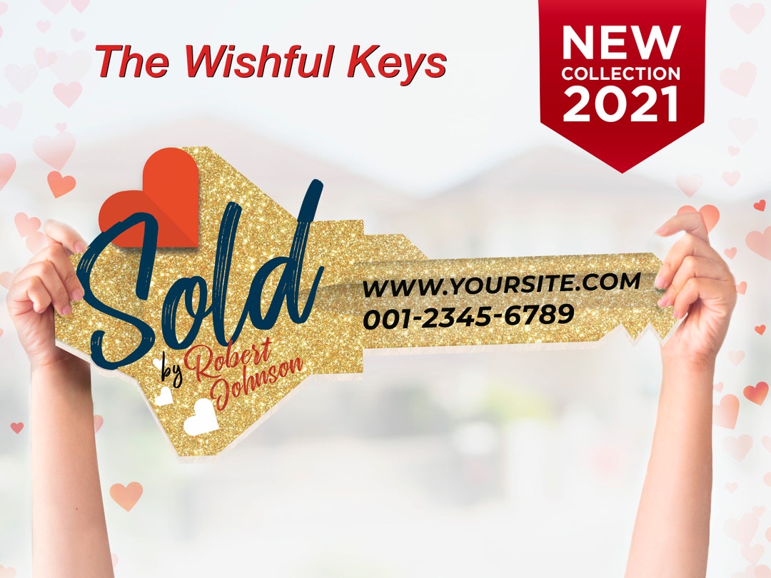 Real Estate Key Sign Real Estate Heart Sold by Key Sold - Etsy