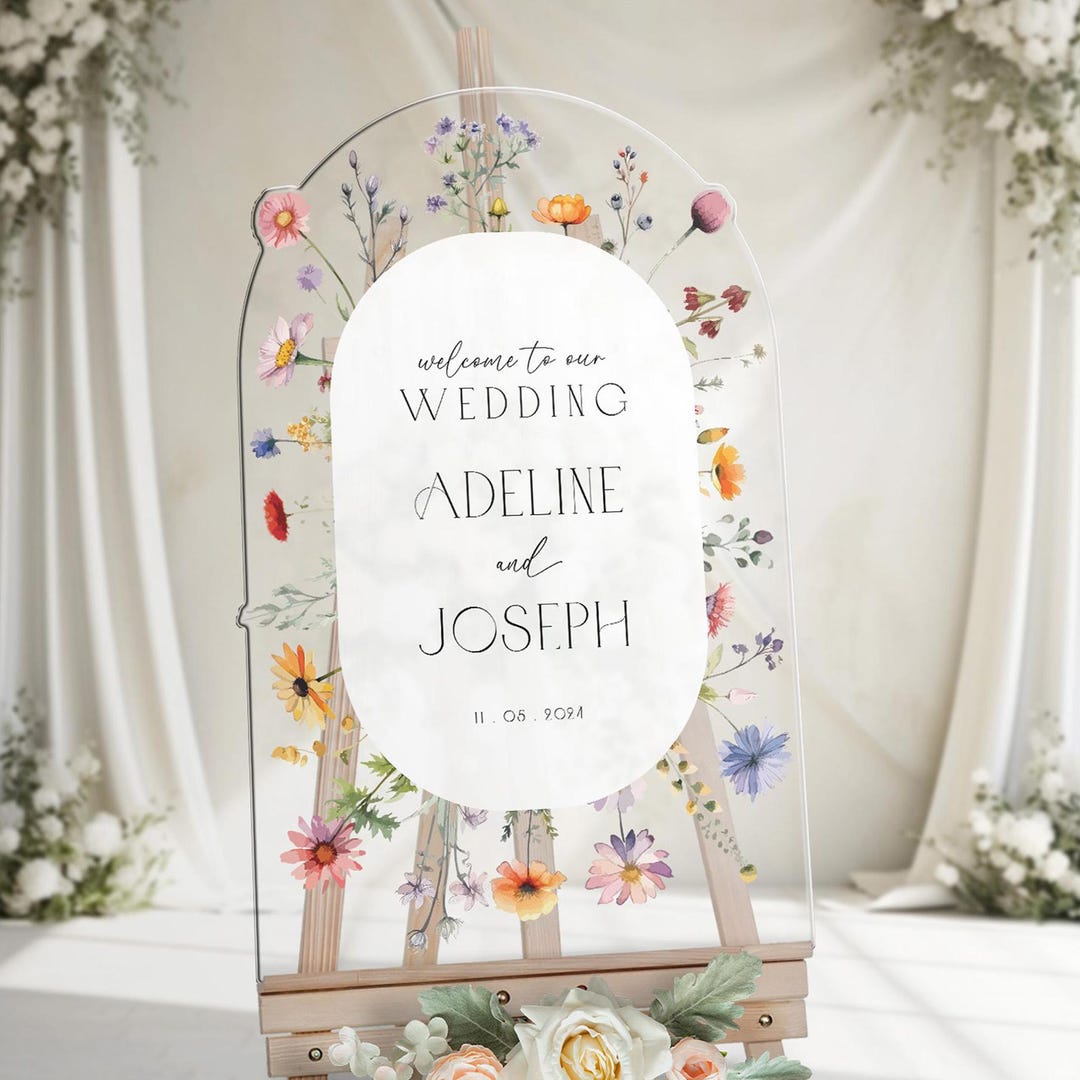 Wedding Welcome Sign, Wildflowers Wedding Sign, Floral Wedding Signage ...
