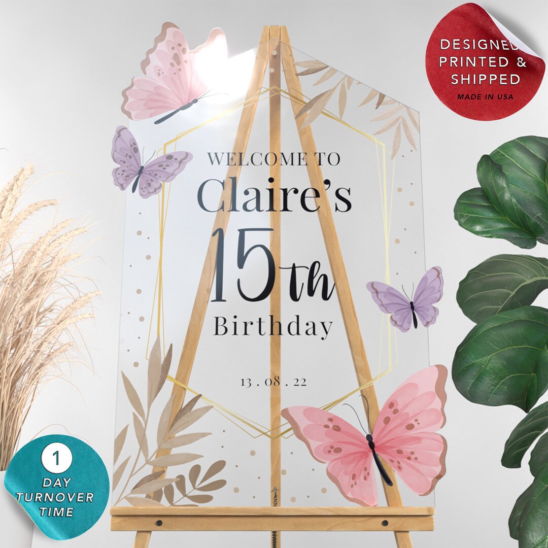 Butterfly Birthday Party Welcome Sign, Butterfly Party Sign, Butterfly ...