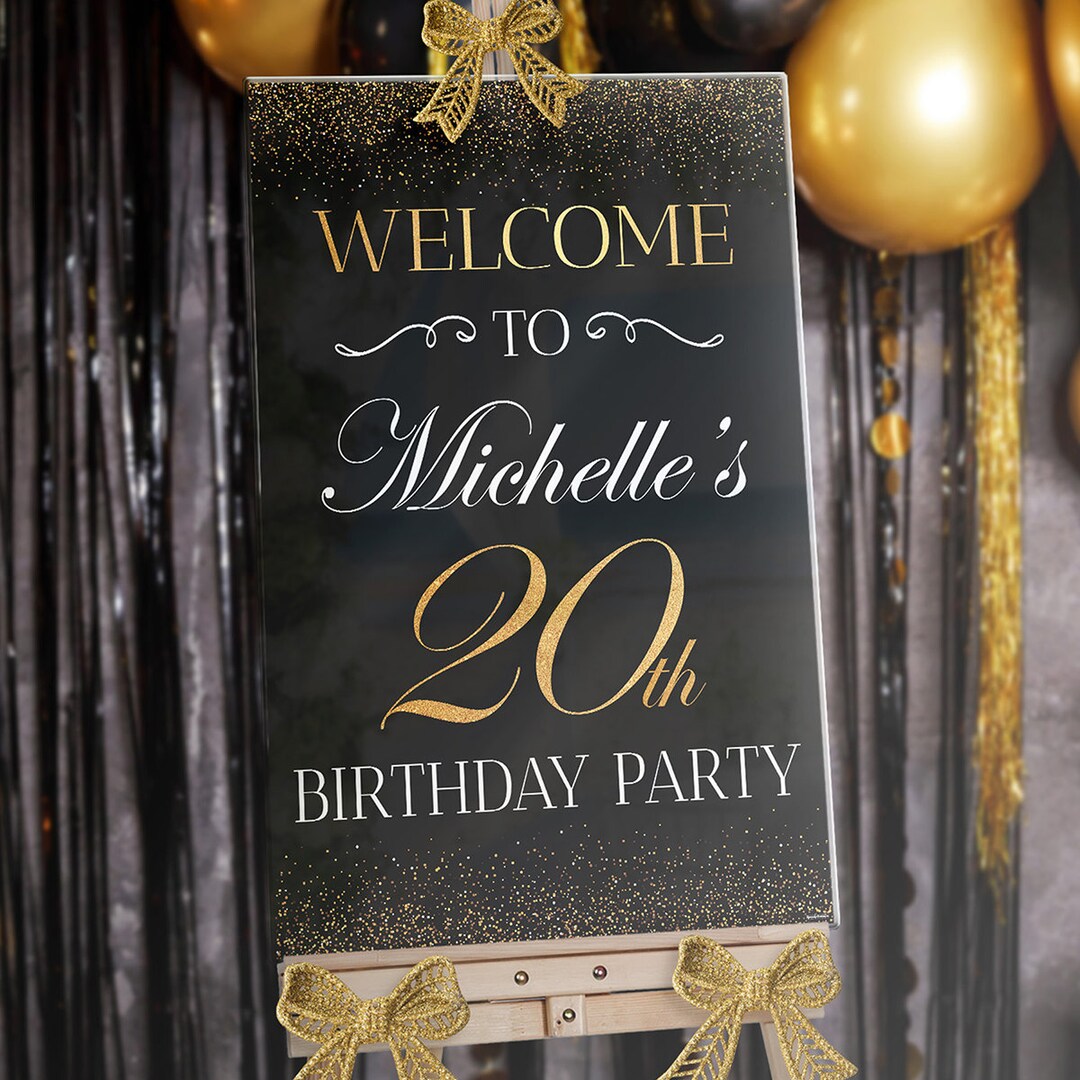 20th Birthday Sign, Personalized Welcome Sign for 20th Birthday Party ...