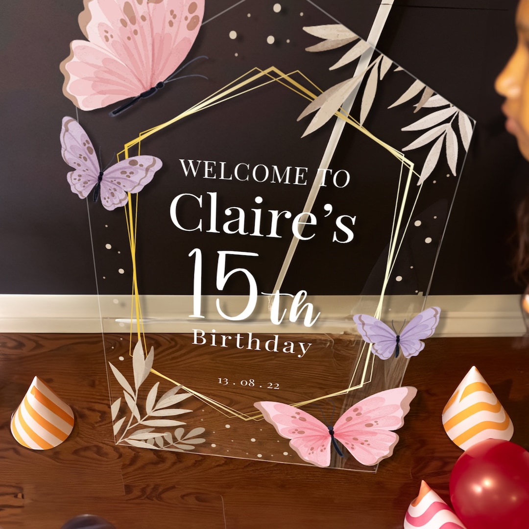 Butterfly Birthday Party Welcome Sign, Butterfly Party Sign, Butterfly ...