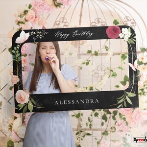 Birthday Photo Booth Frame, Birthday Prop With Flowers, Floral Birthday ...
