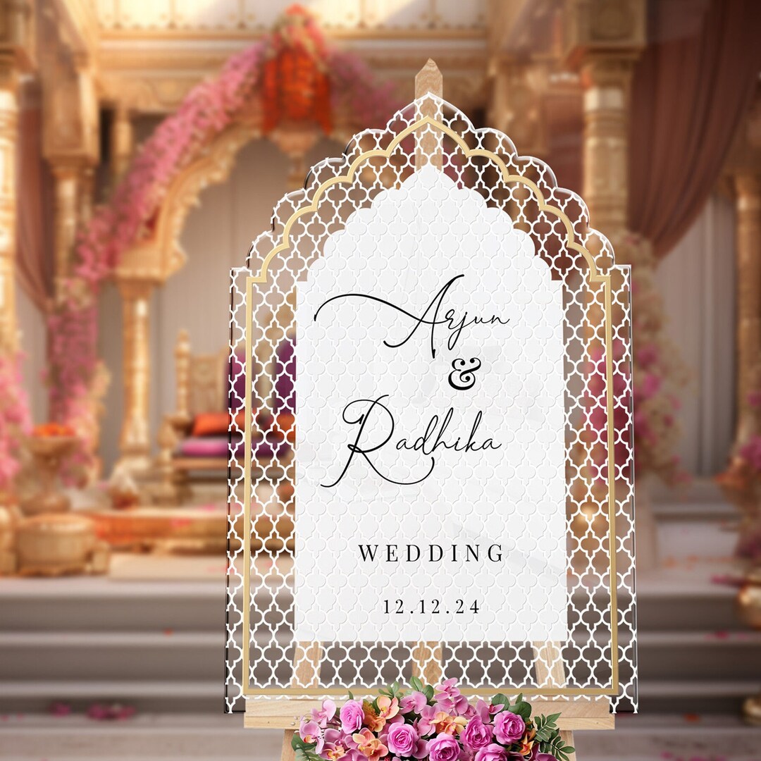 Acrylic Indian Wedding Sign, Indian Wedding Welcome Sign, Personalized ...