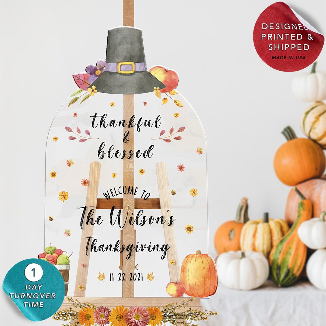 Thanksgiving Welcome Sign Personalized Give Thanks Thanksgiving Sign ...