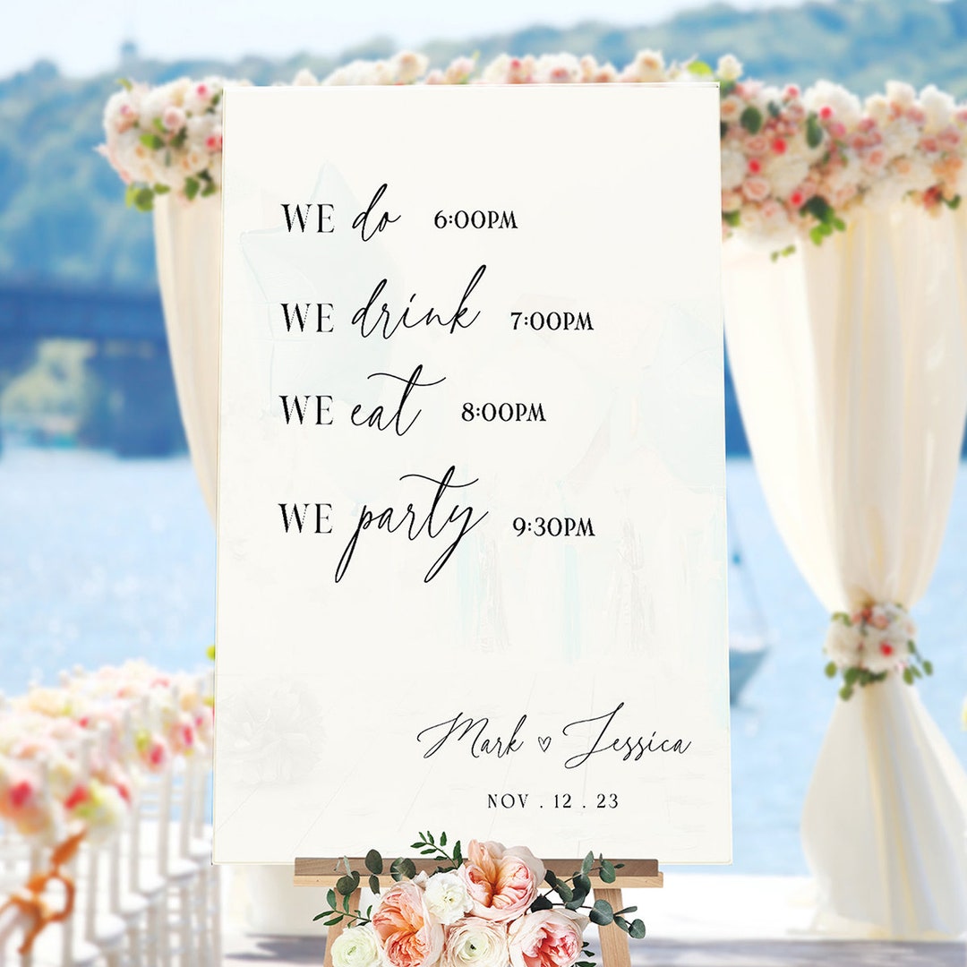 Wedding Timeline Sign, Wedding Order of Events, Wedding Schedule Sign ...