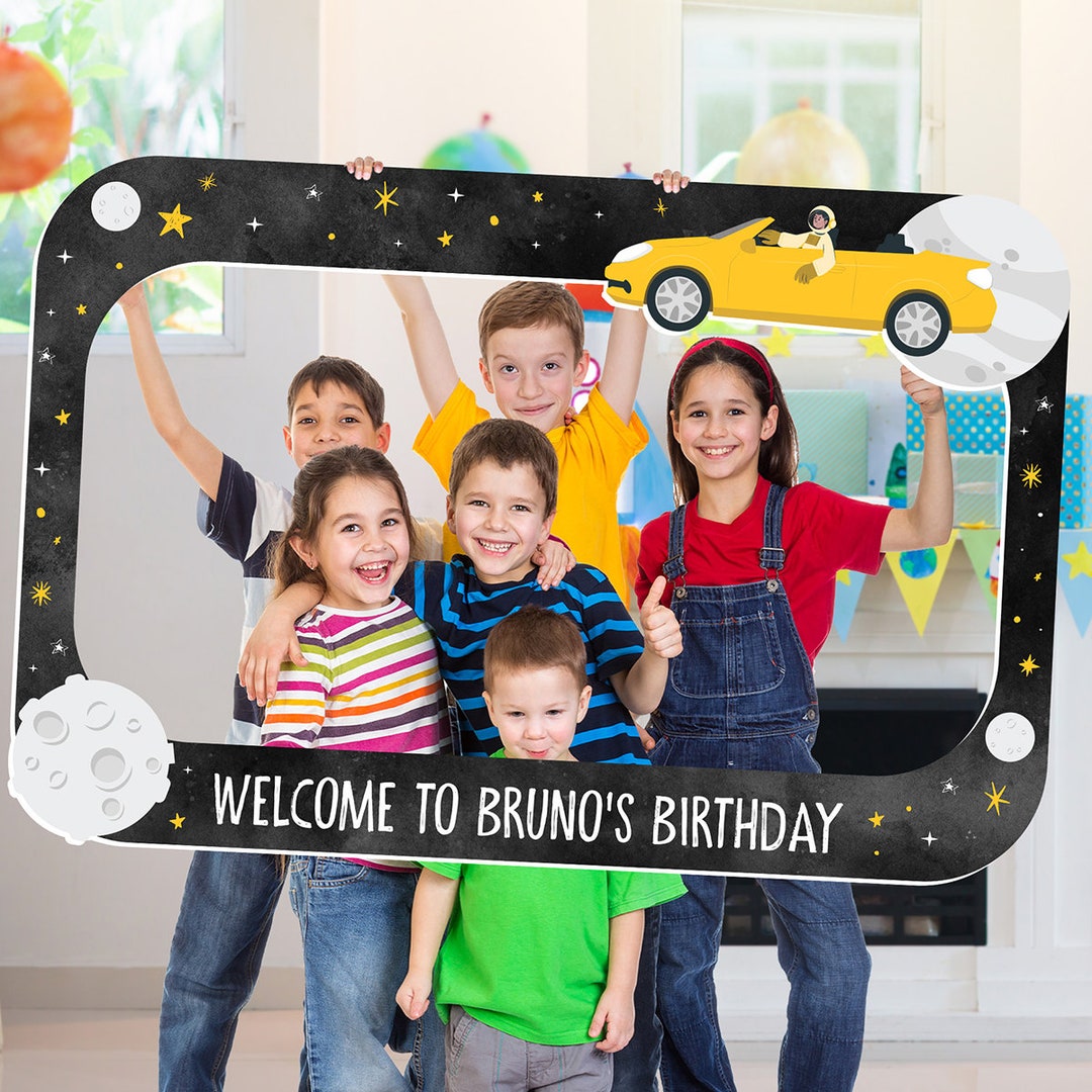 Outer Space Birthday Photo Prop, Moon Photo Booth Frame, Personalized ...
