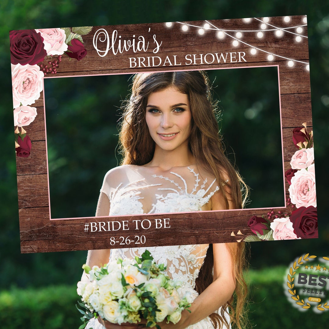 Pink Floral Photo Booth Rustic Bridal Shower Photo Props Custom ...