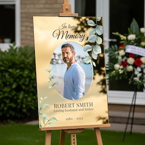 Funeral Sign, Custom in Loving Memory Photo Sign, Photo Funeral Sign ...
