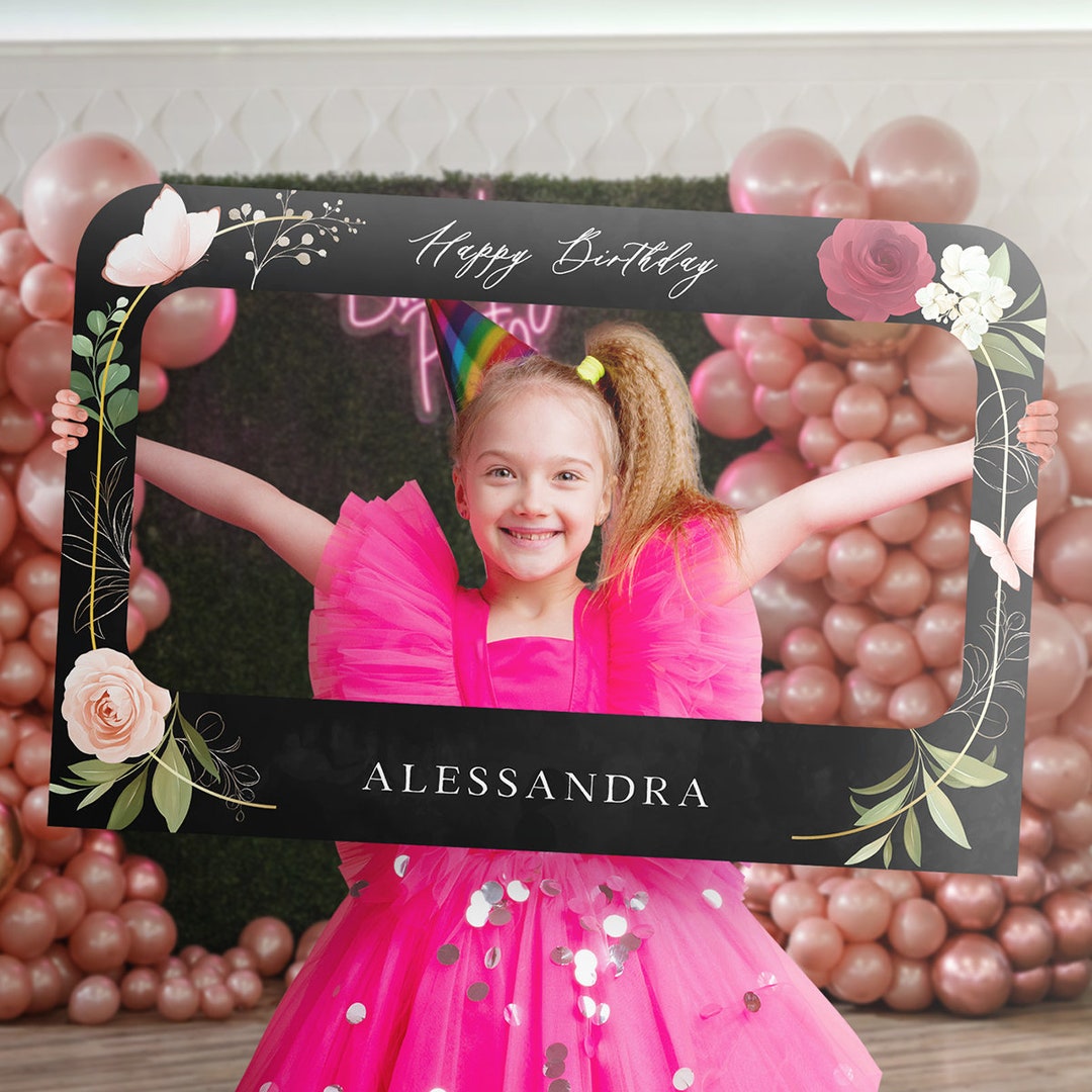 Birthday Photo Booth Frame, Birthday Prop With Flowers, Floral Birthday ...