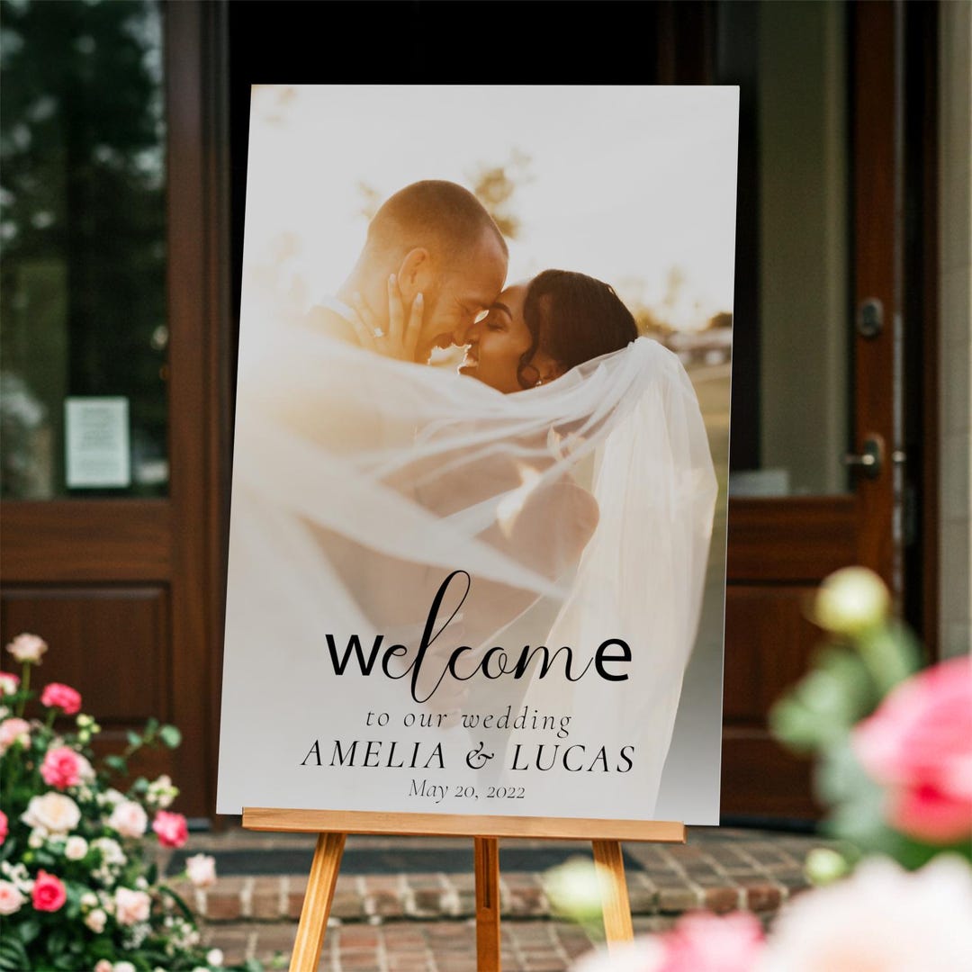 Printed Wedding Sign With Picture, Custom Wedding Signage, Personalized ...