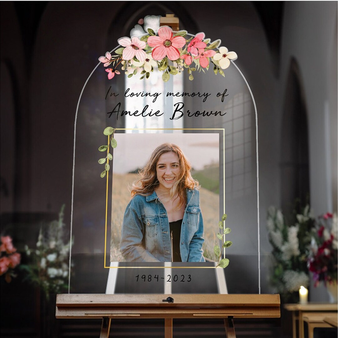 In Loving Memory Sign, Funeral Sign With Photo, Custom Funeral Welcome ...