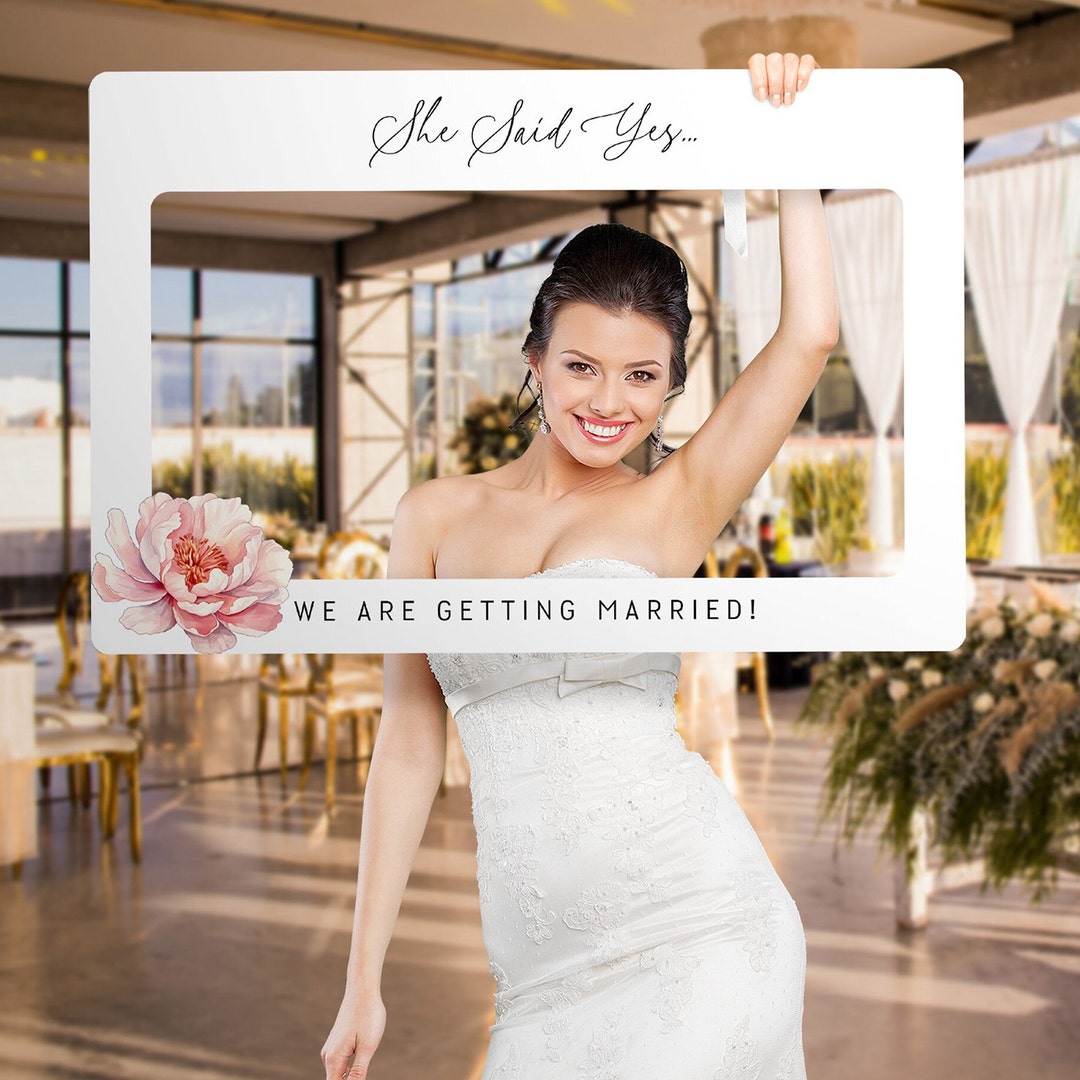 Engagement Party Photo Booth Frame, She Said Yes Selfie Frame for ...