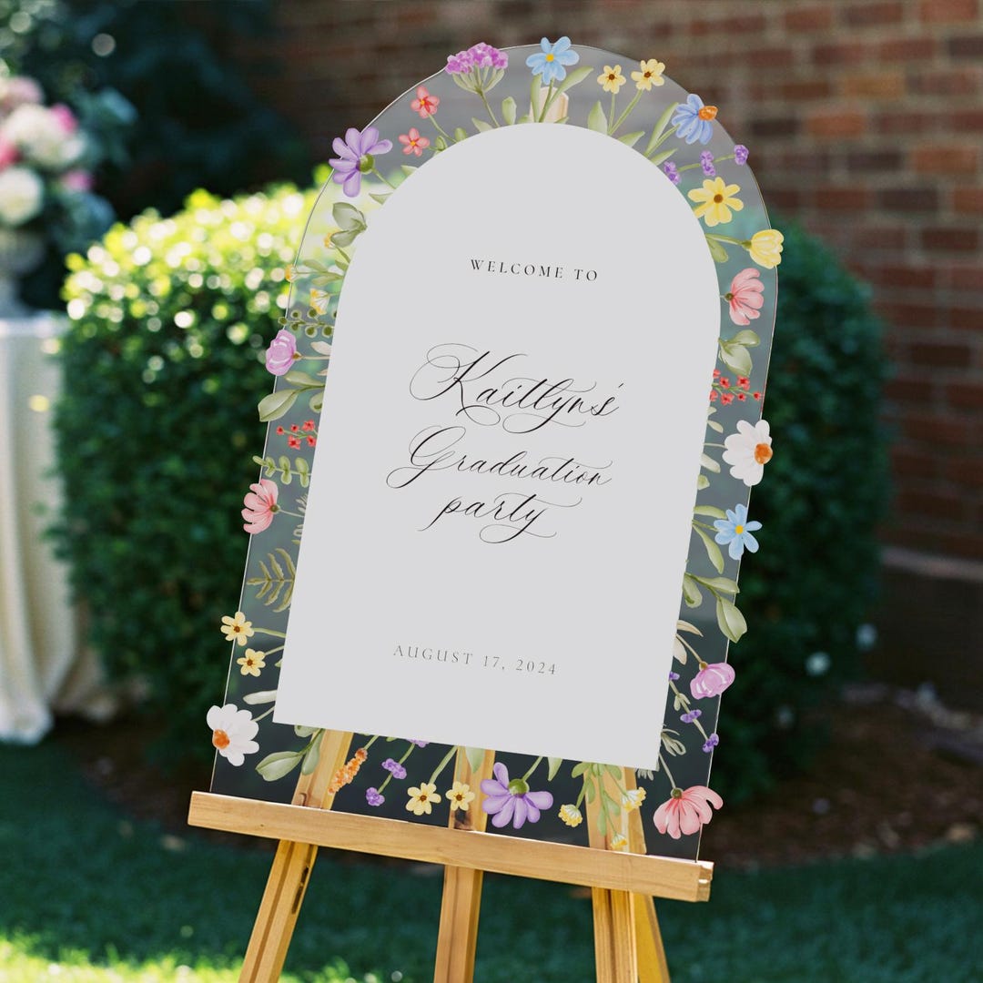 Graduation Sign, Wildflowers Graduation Welcome Sign, Wildflower ...