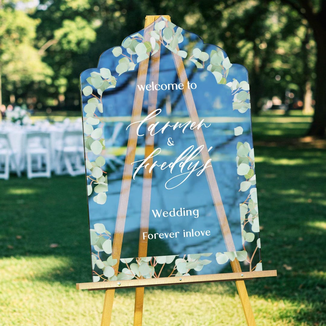 Custom Eucalyptus Wedding Entrance Sign, Greenery Wedding Day Signage ...