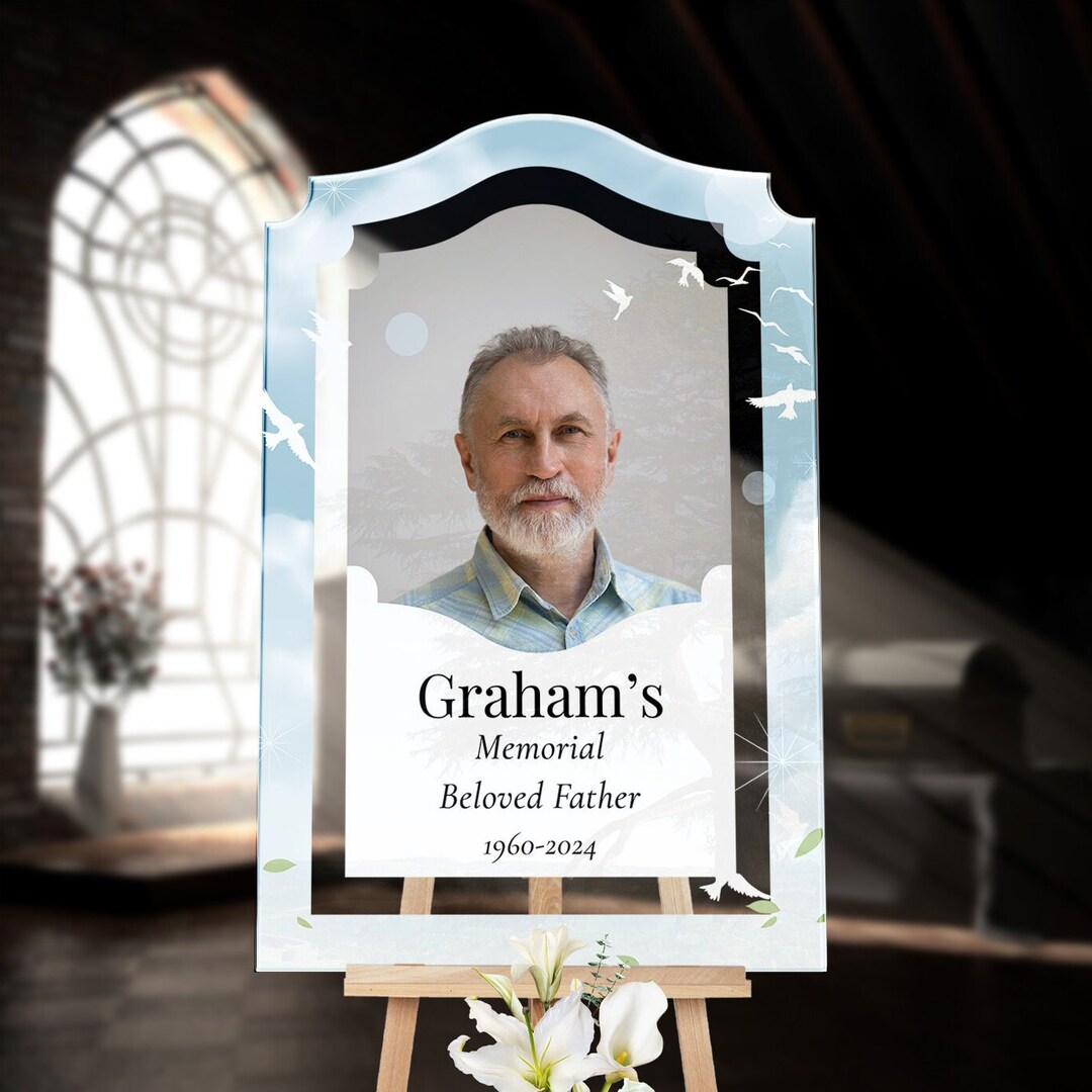 Memorial Sign for Father, Funeral Sign With Photo, in Loving Memory ...