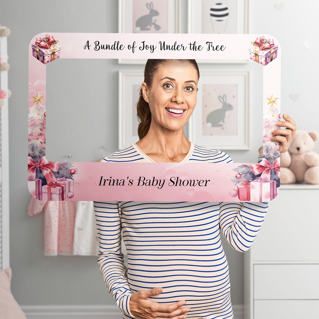 Xmas Baby Shower Photo Booth Frame, Christmas Baby Shower Frame, Custom ...