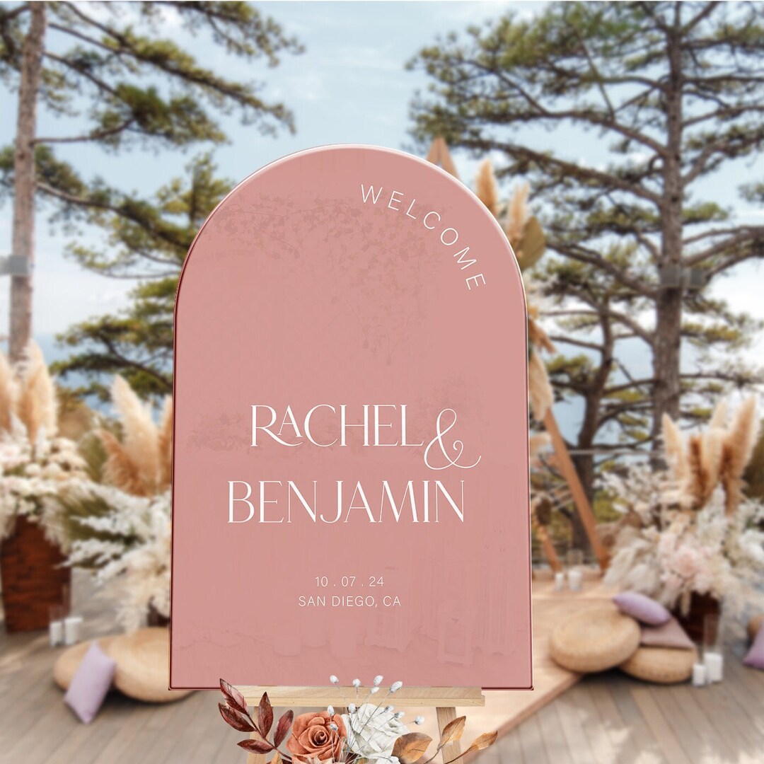 Wedding Welcome Sign Blush Pink Wedding Sign Arched Wedding - Etsy