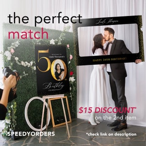 50th Birthday Sign, 50th Birthday Welcome Sign With Photo, Fab at 50 ...