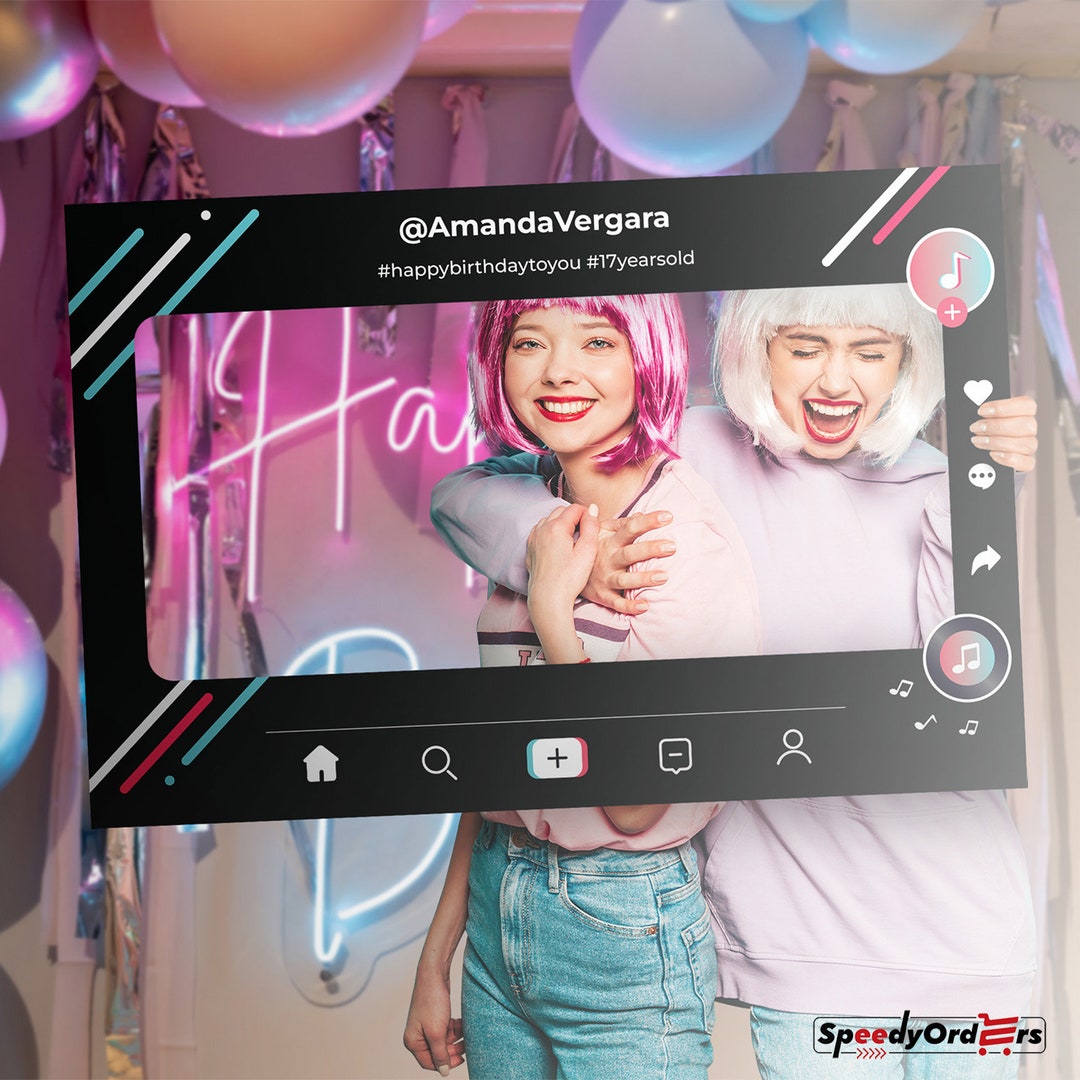 Tiktok Photo Booth Frame, Tik Tok Cutout, Custom Social Media Photo ...