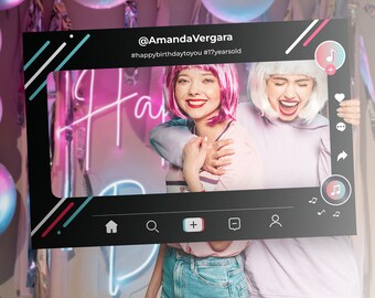 Tiktok Selfie Frame, Tiktok Photo Booth Frame, Social Media Birthday ...