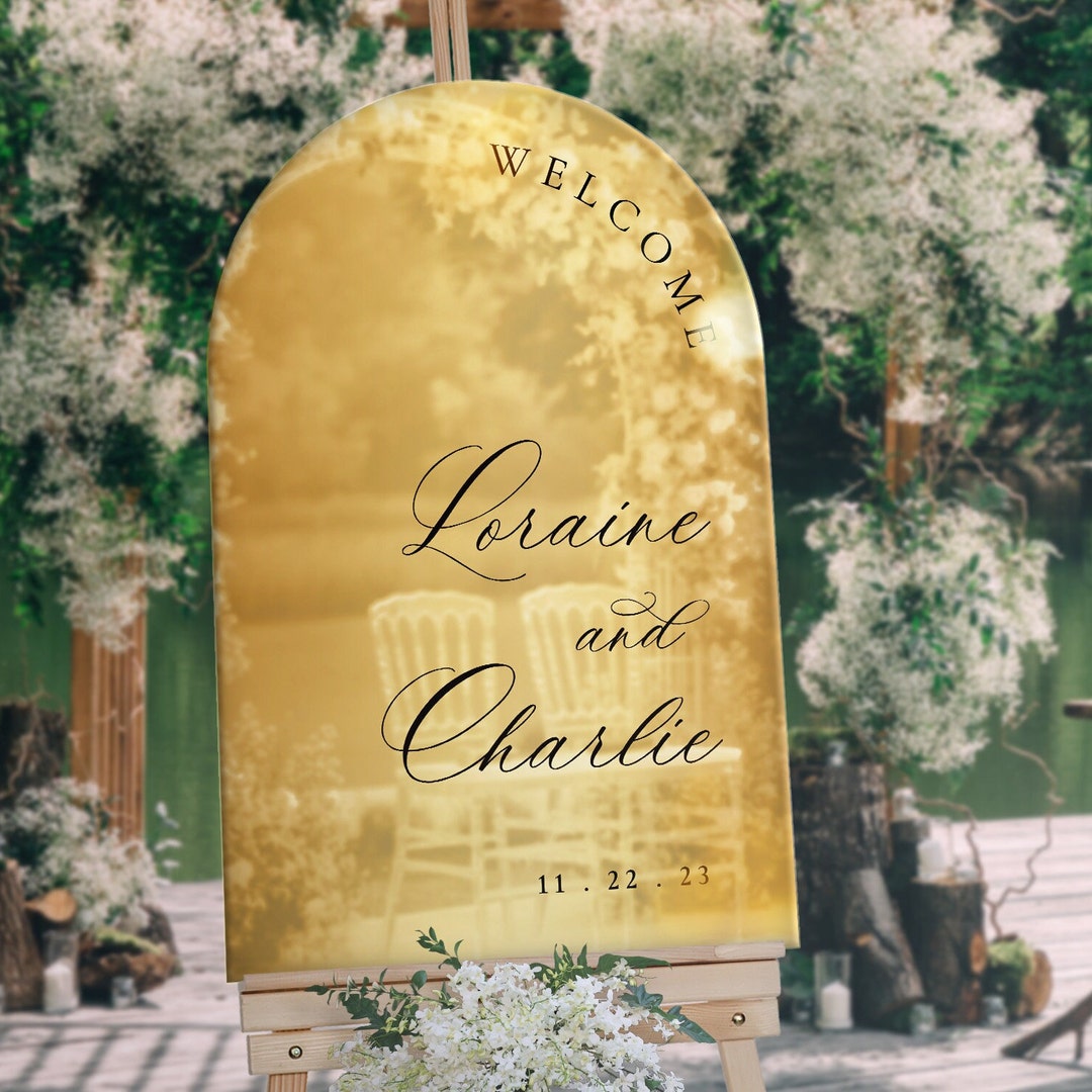 Wedding Welcome Sign Custom Arched Gold Mirror Wedding Sign - Etsy